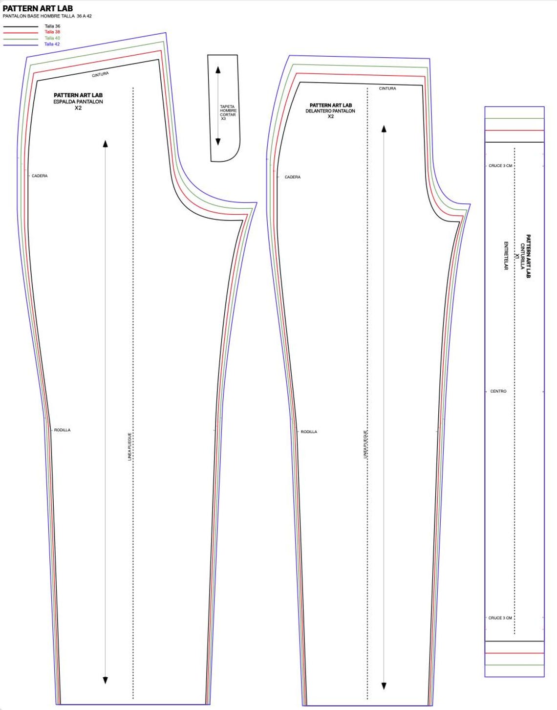 Multi-sizes Patterns for Men's Pants From Size 36 to 42 - Etsy