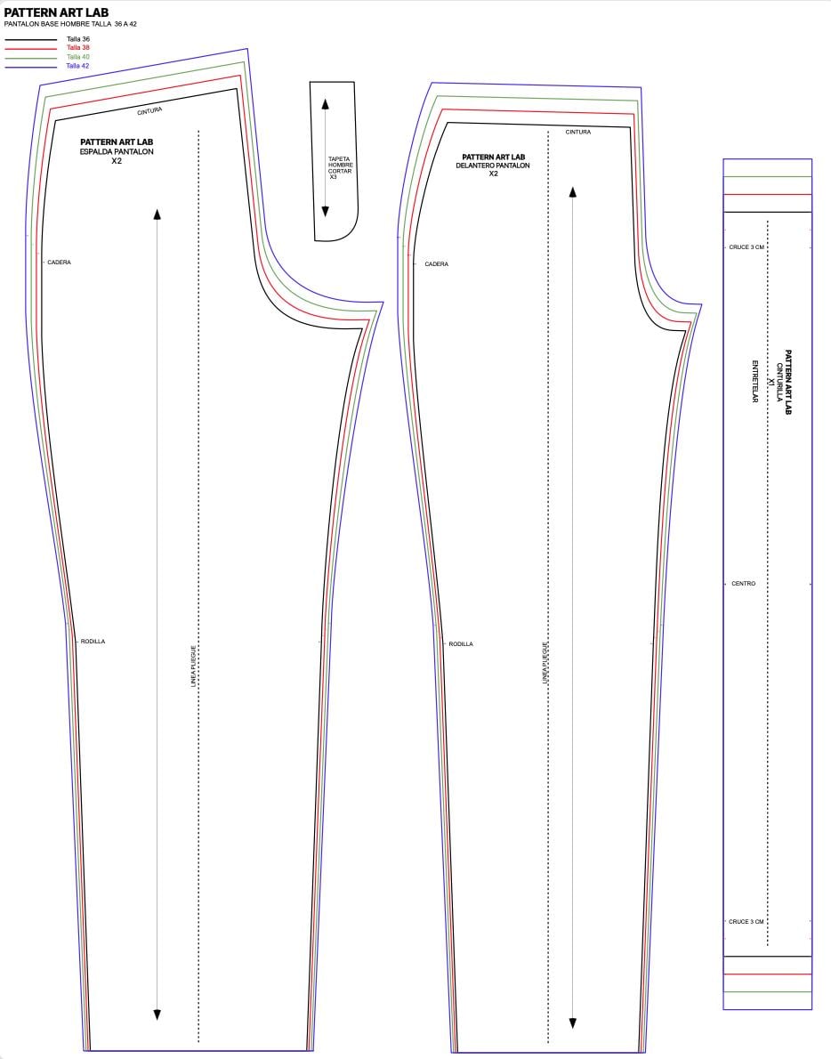 Multi-sizes Patterns for Men's Pants From Size 36 to 42 - Etsy