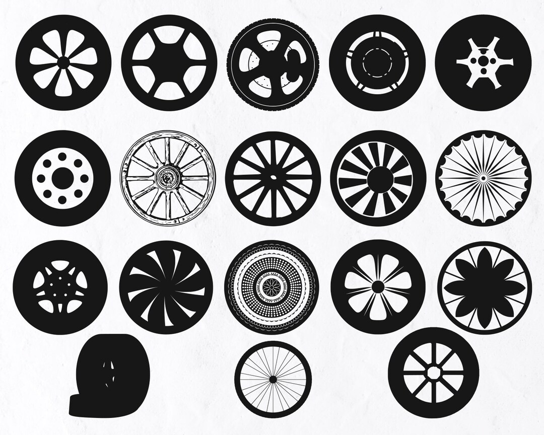 18 Wheels SVG Bundle, Wheel Black Silhouettes Svg, Wheel Cricut, Wheel ...