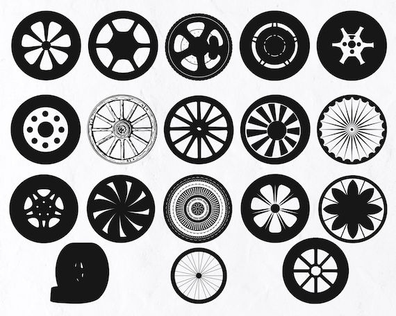 18 Wheels SVG Bundle Wheel Black Silhouettes Svg Wheel | Etsy