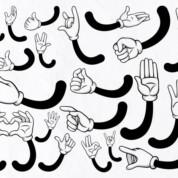 White Cartoon Gloves - Etsy