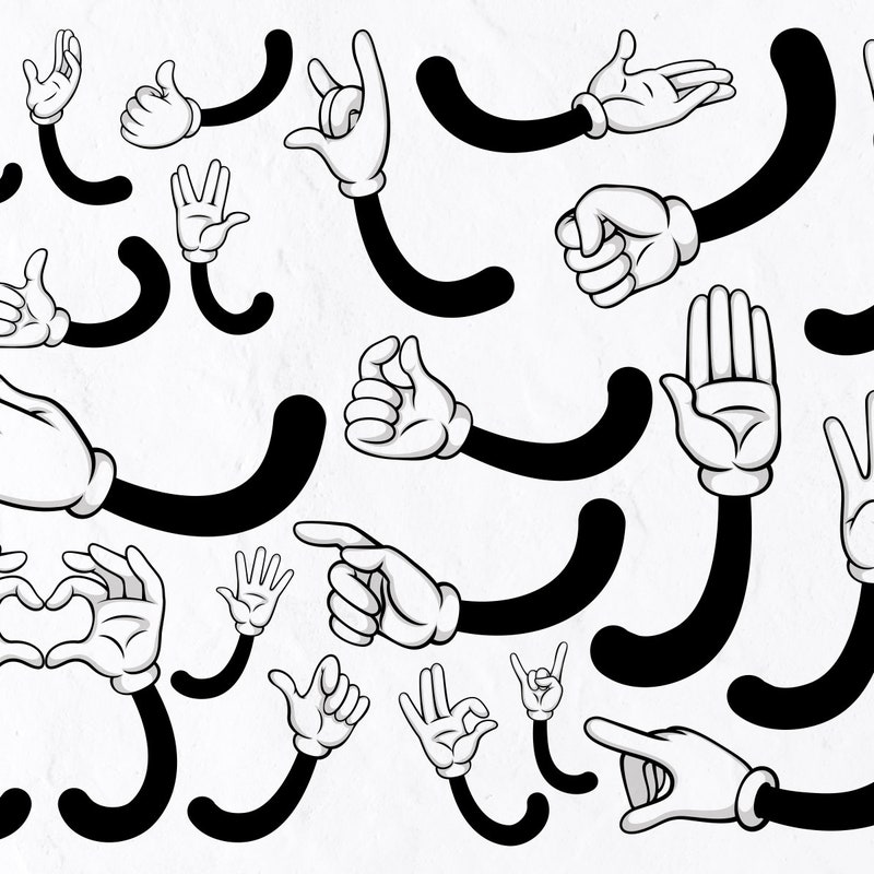 White Cartoon Gloves - Etsy
