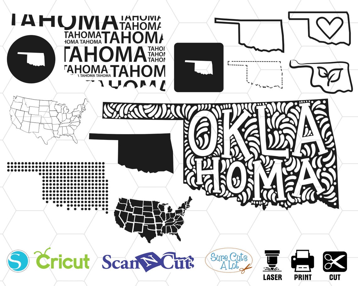 Oklahoma State Svg Map Svg Pride Home Native Us State - Etsy