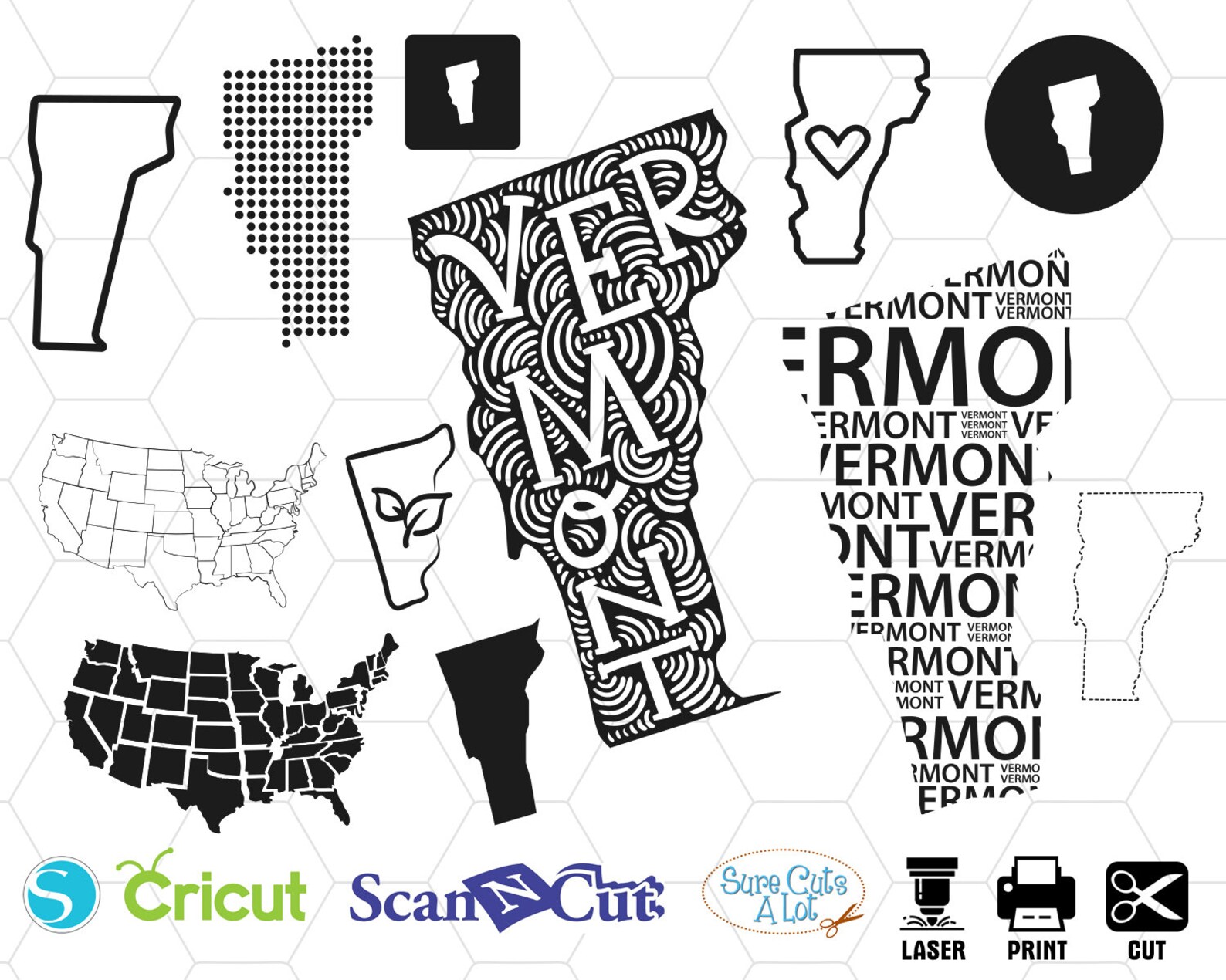 Vermont State Svg State Outline Svg United States Svg - Etsy