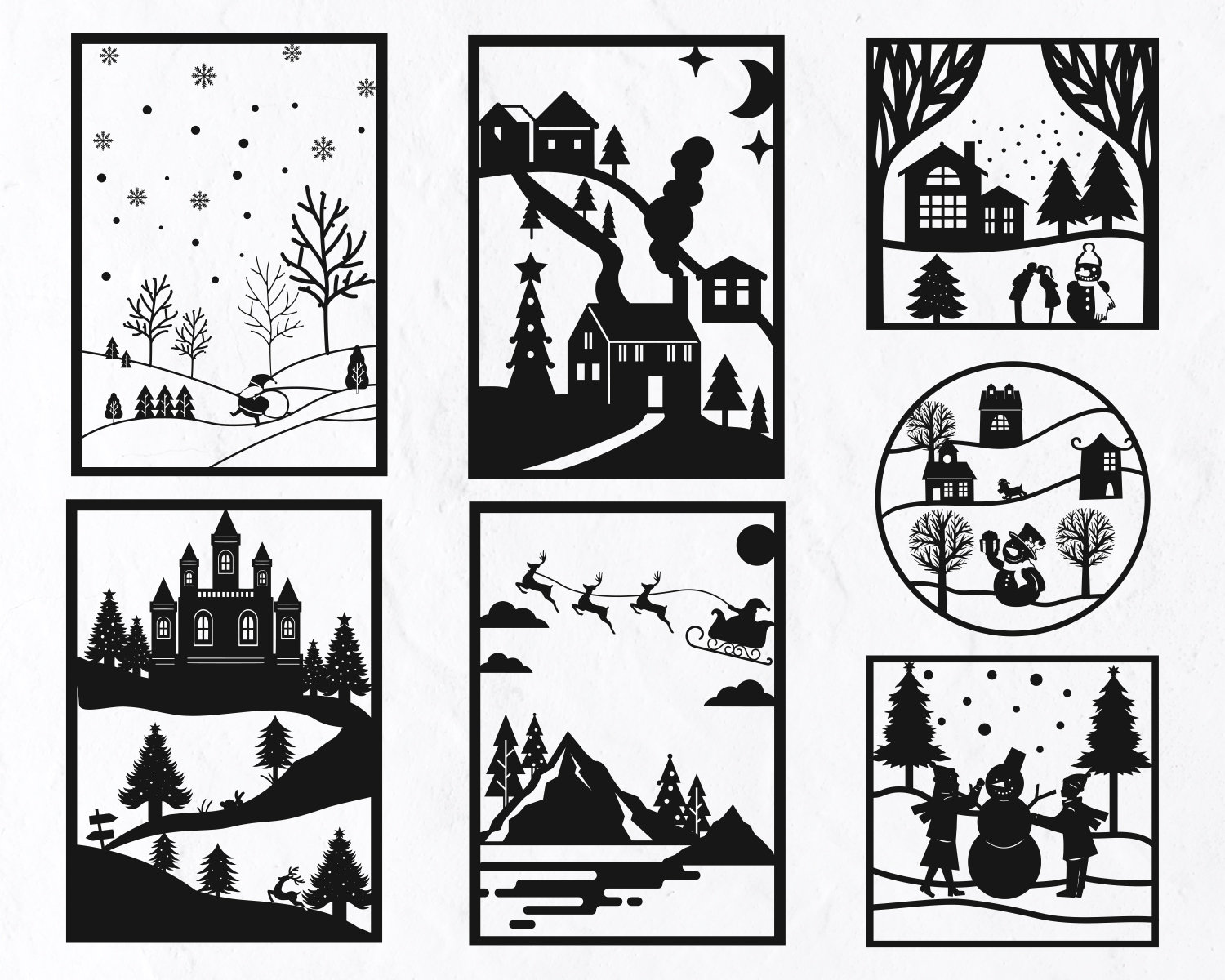 7 Christmas Scene Svg, Christmas Town Cut File, Winter SVG Design ...