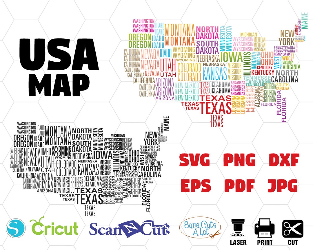 50 States Svg, United States Svg, State Svg, Usa Svg, 50 States Vector ...
