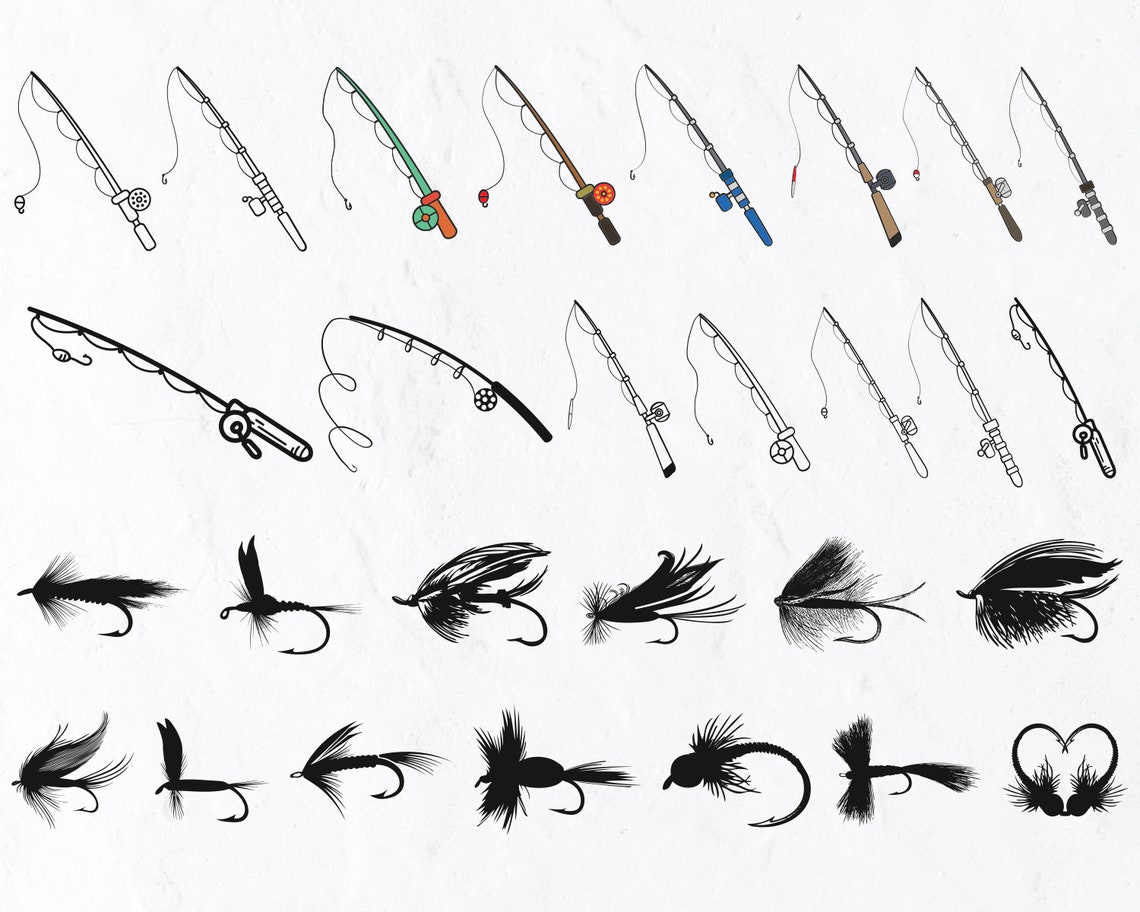 28 Fly Fish Hook SVG Bundle, Fish Hook Svg, Bass Fish Logo Svg, Fishing ...