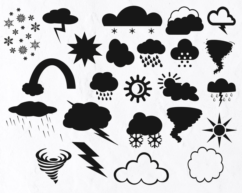 24 Weather SVG Forecast Weather Cloud Sky Rain Sun - Etsy