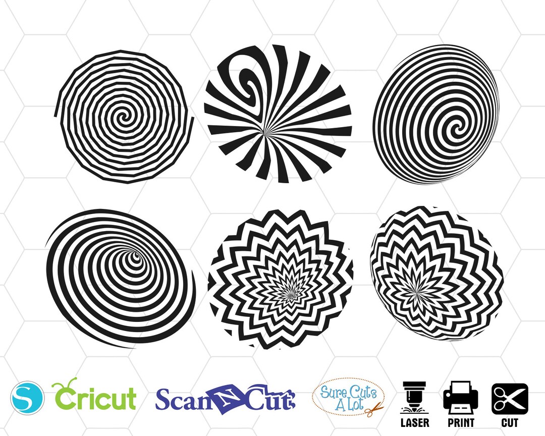 Hypnosis Svg, Paper Cutting, Template, Vinyl, Pattern, Black and White ...