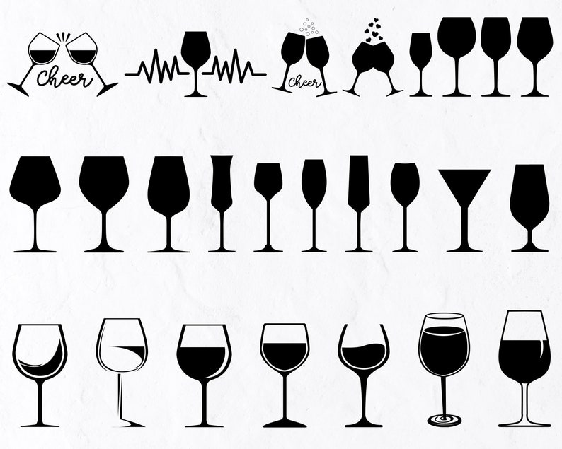25 Copa de vino SVG Bundle Wine svg Wine Vector Wine - Etsy México