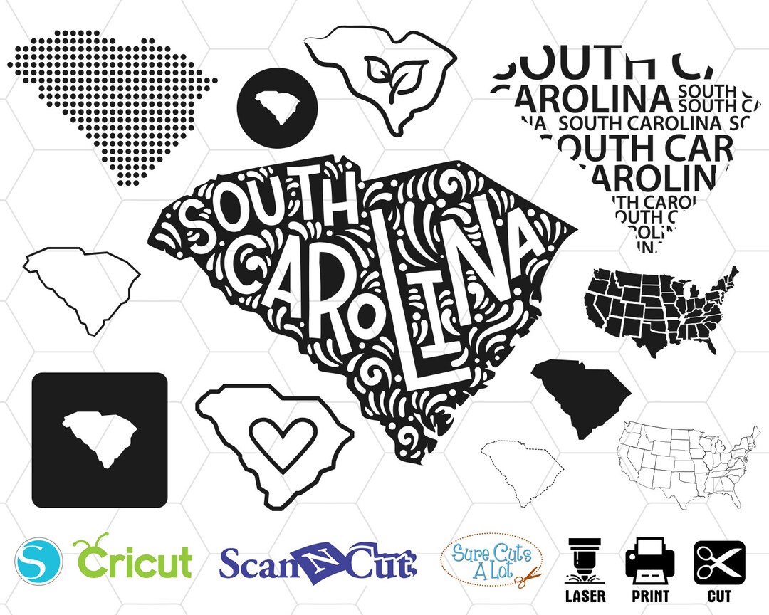 South Carolina State Svg, Us States, Usa Svg, Cameo, Silhouette, Cricut ...