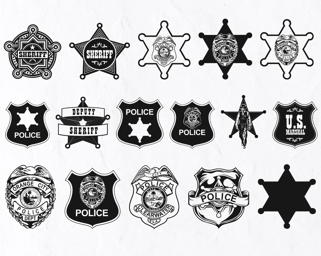 16 Sheriff Badge SVG Bundle, Police Badge Svg, Police Badge Silhouette ...