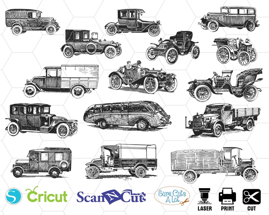 Vintage Car Svg Files, Retro Car Svg, Old Car Svg, Vehicle Svg, Classic ...