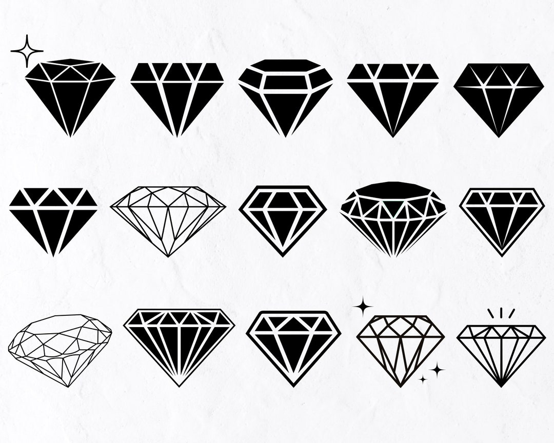 16 Diamond SVG Bundle, Heart Svg, Heart Vector, Heart Clipart, Heart ...