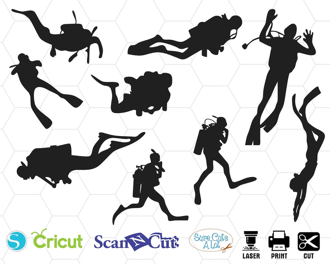 Diving Silhouette Svg, Scuba Dive Clip Art, Scuba Diver Svg, Sports ...