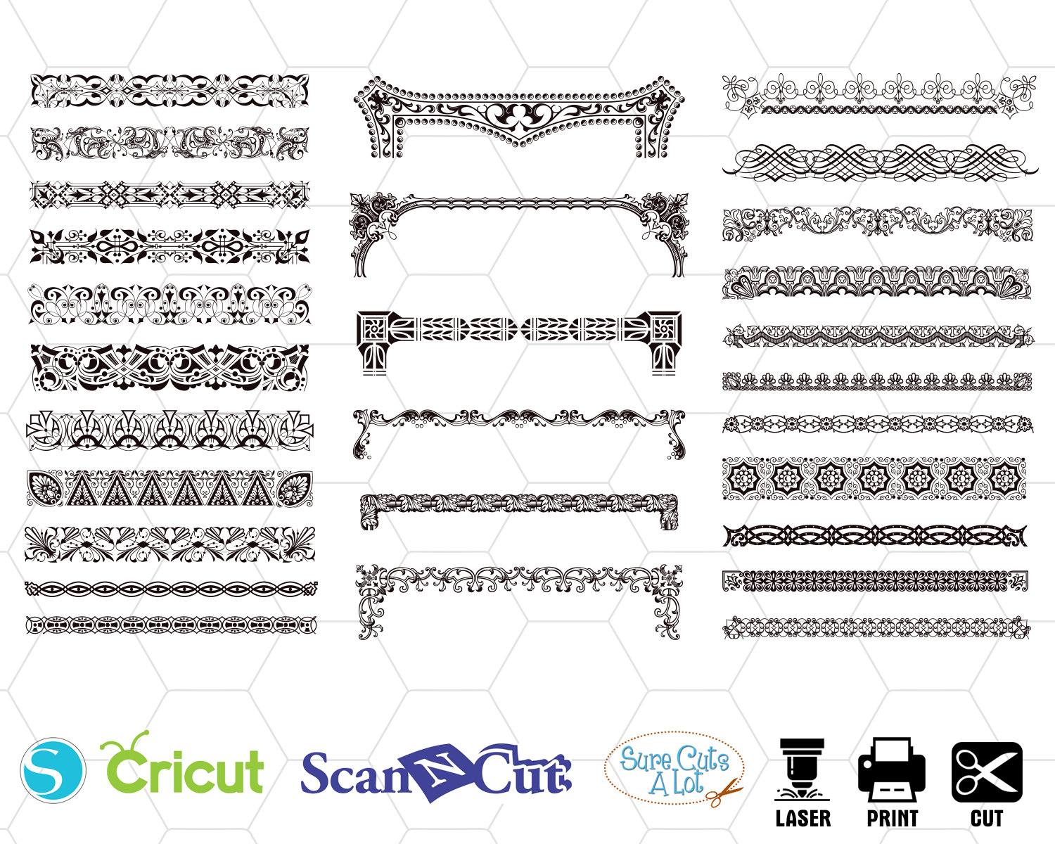 ORNAMENTAL FRAME Svg Frame Clipart Png Ornamental Lines - Etsy