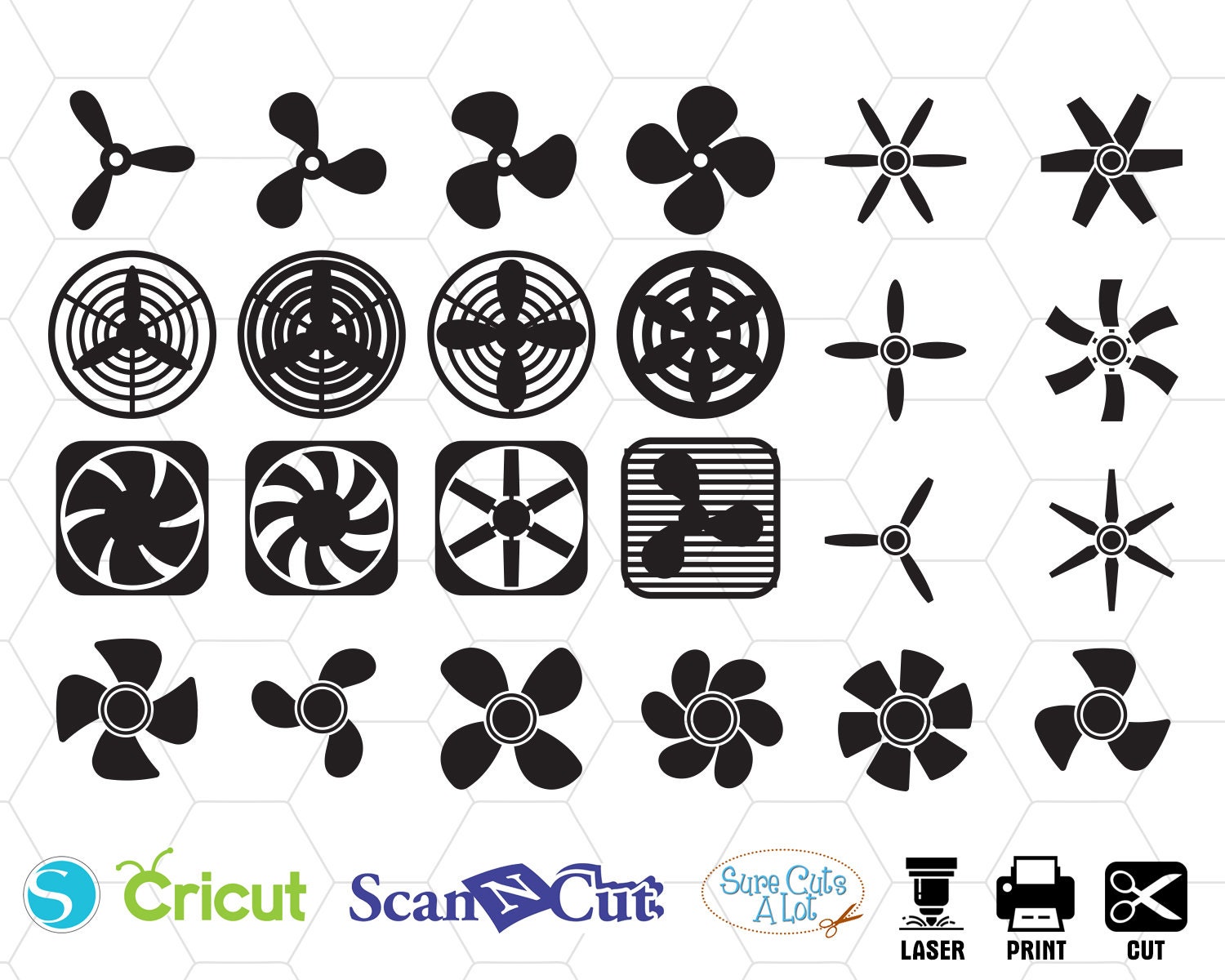 Ventilator Svg, Fan Svg, Silhouette, Cameo, Cricut, Clipart, Dxf, Png ...