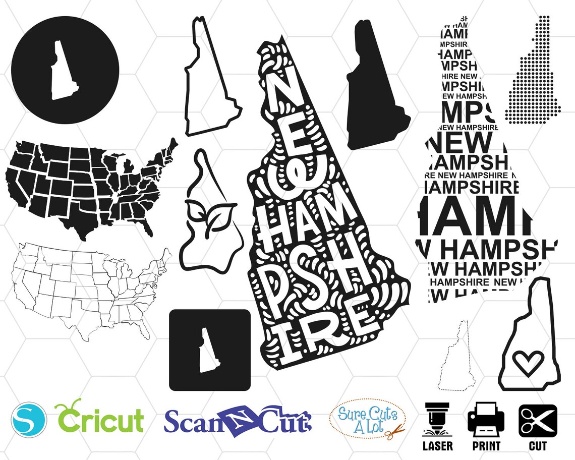 New Hampshire Svg State Svg Us States Uas United State - Etsy