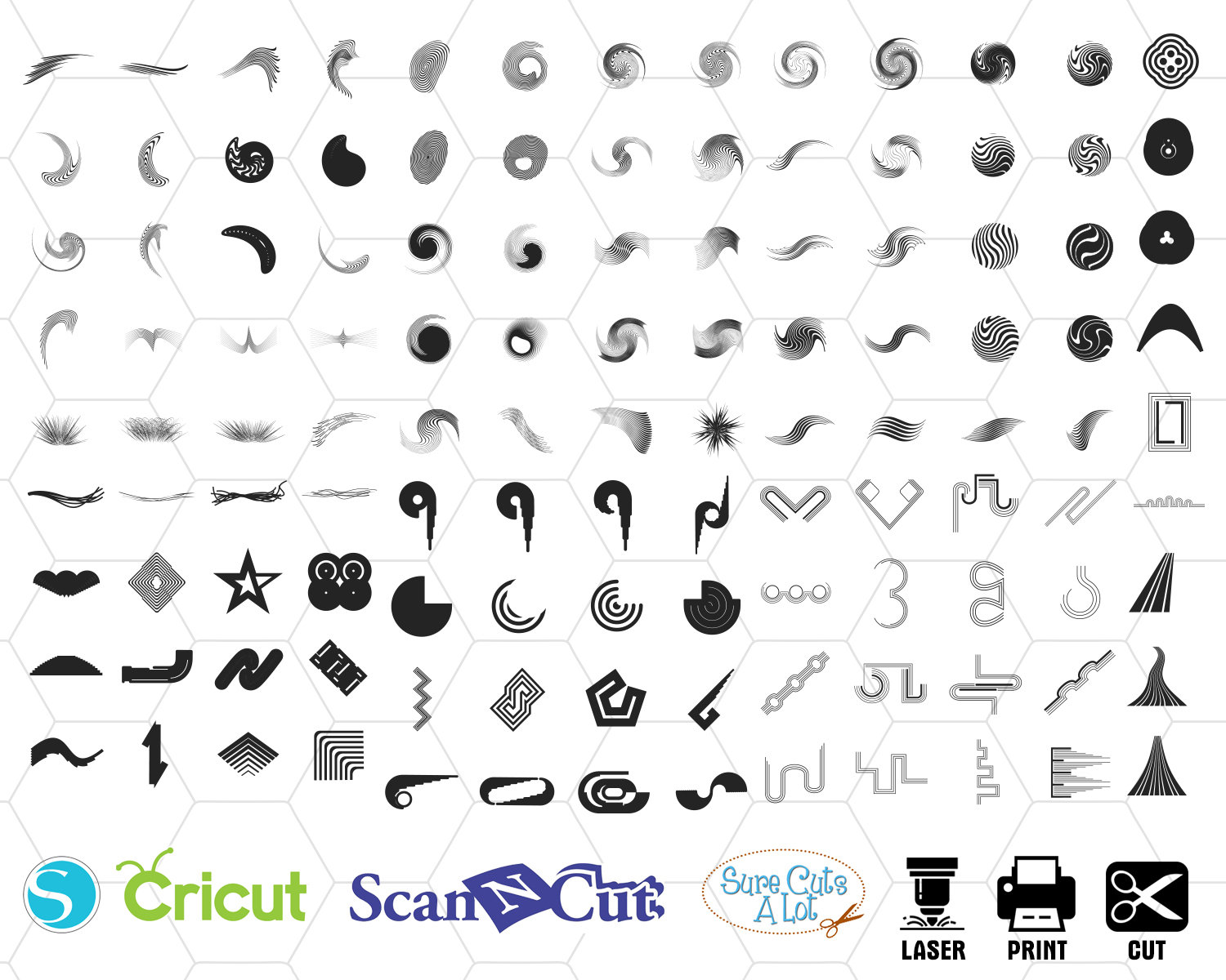 Abstract shapes lines svg bundle files grunge svg svg | Etsy