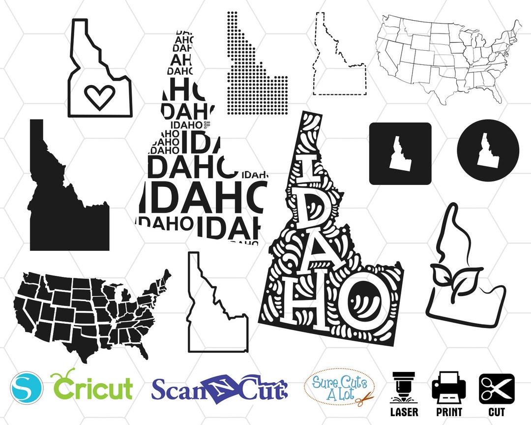 Idaho State Svg, Idaho Map Svg, Svg Cutting Files, Outline, Clipart ...