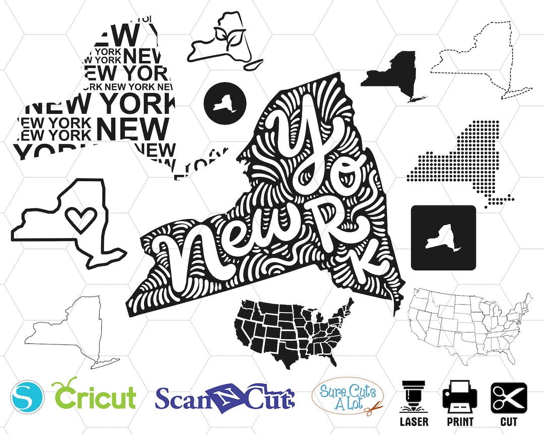 New York State Svg, New York Map Svg, Svg Cut File, New York Home ...