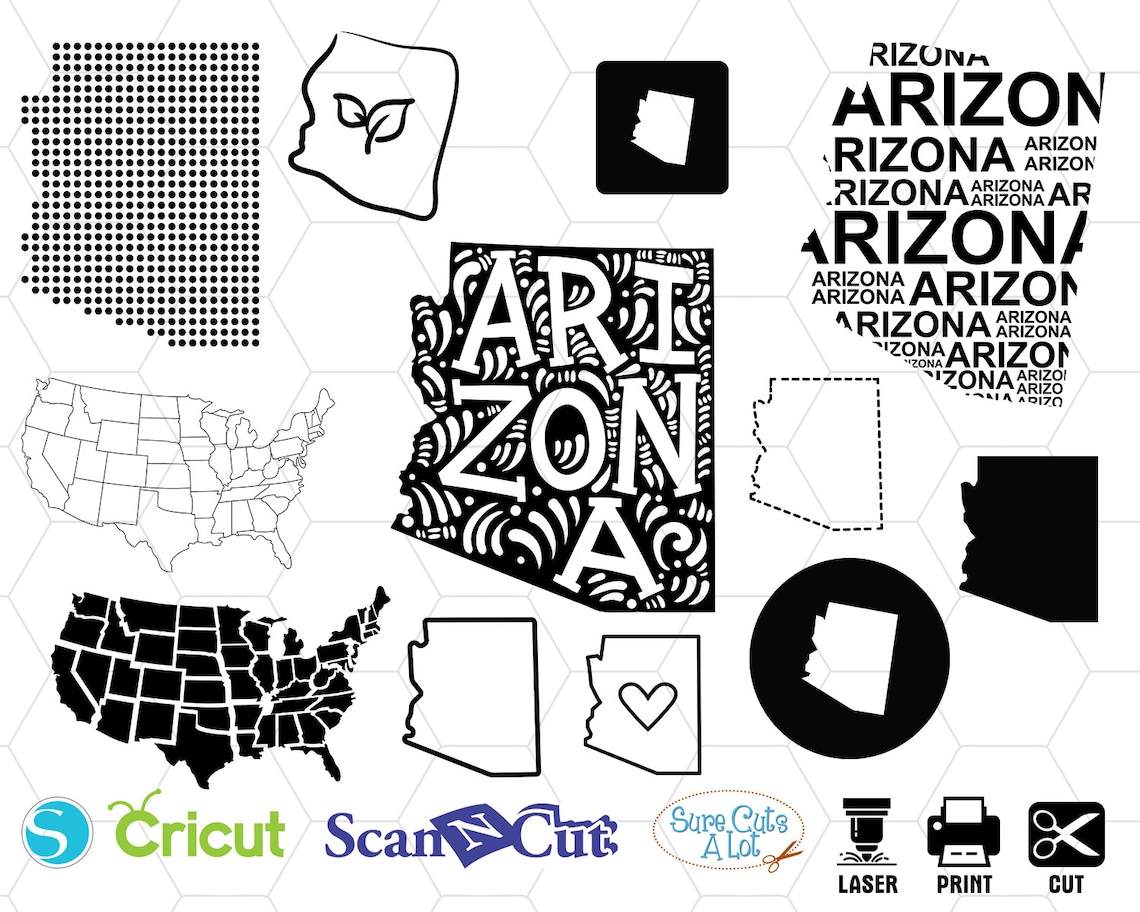 Arizona State Svg Arizona Svg Cricut Clipart Silhouette - Etsy