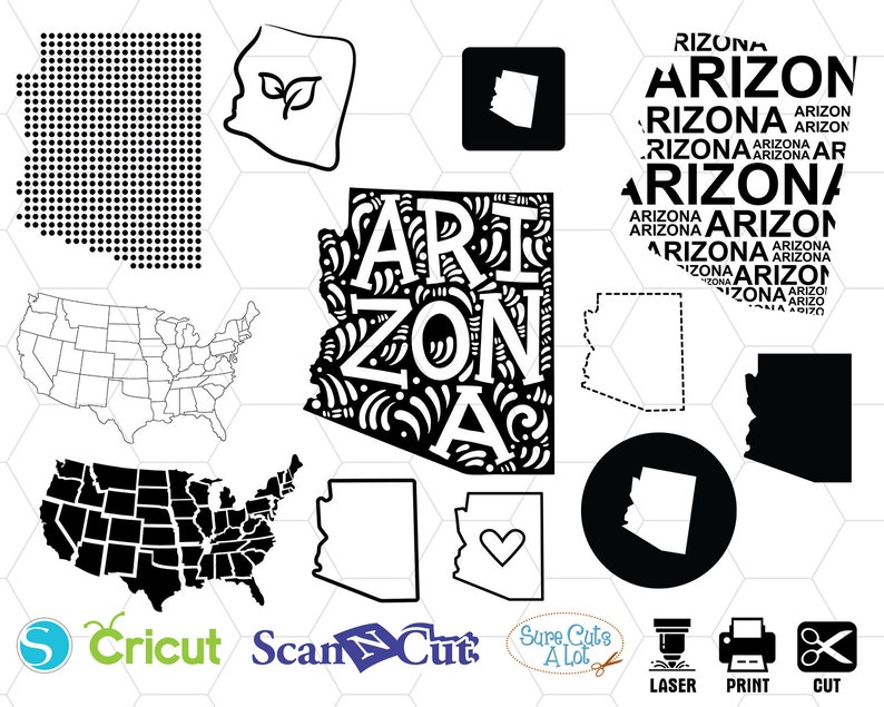 Arizona State Svg Arizona Svg Cricut Clipart Silhouette - Etsy