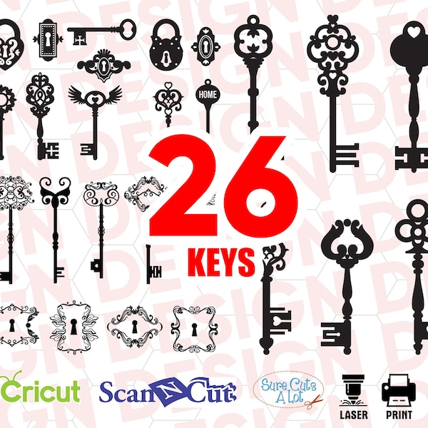Skeleton Key Clipart - Etsy