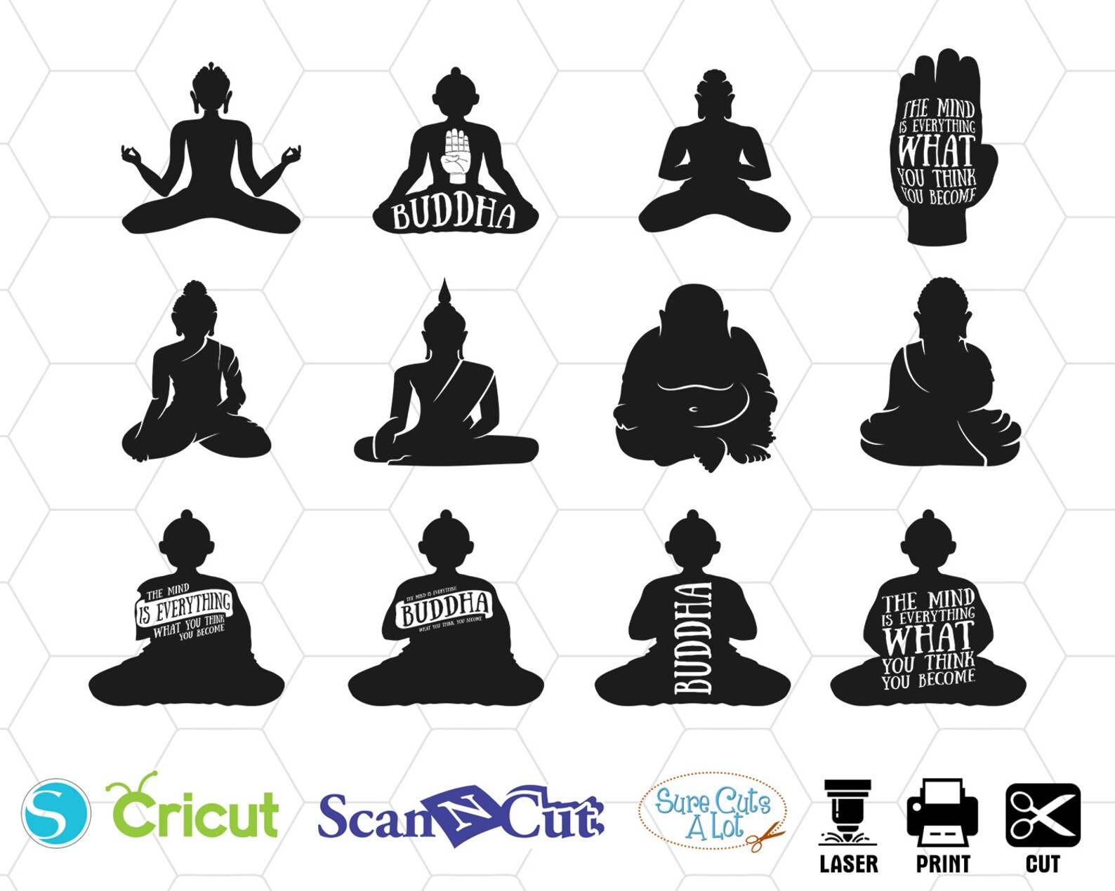 Buddha Svg, Buddha Printable, Buddhism Svg, Svg Cutting Files, Art ...