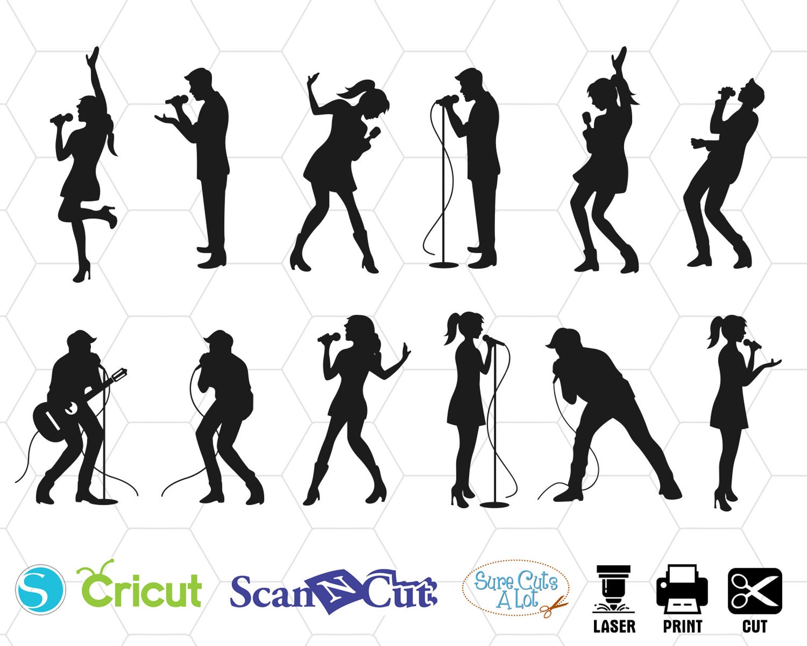 Singer Svg, Singing People Svg, Clipart, Silhouette, Dxf, Cricut, Music ...