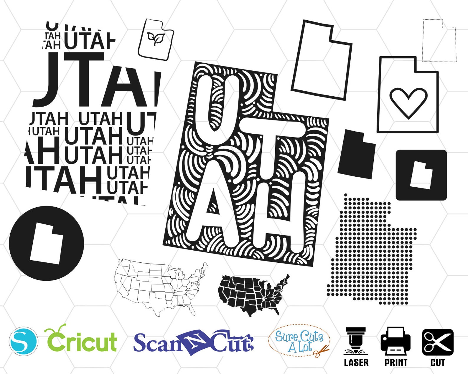 Utah State Svg Utah Dxf Utah Home Svg Map Svg United - Etsy