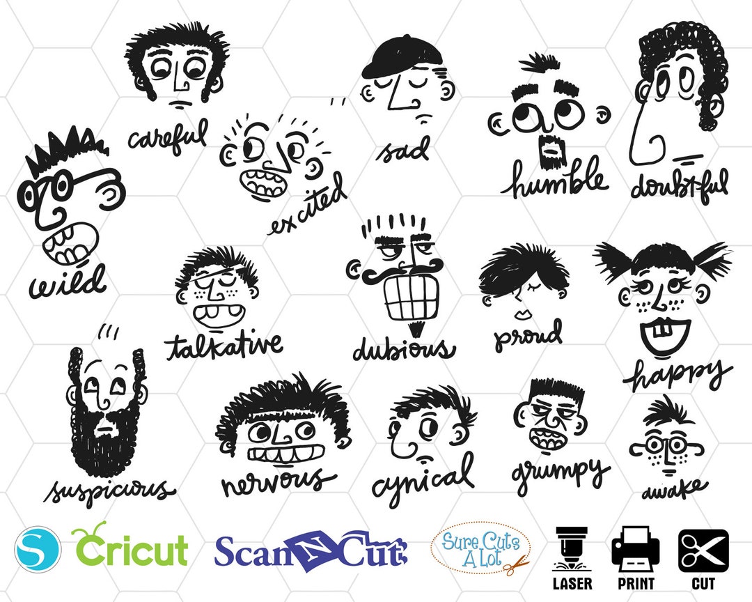 Emotion Face Svg, Emoji Svg, Face Svg, Emotions Svg Files, Emoji Bundle ...