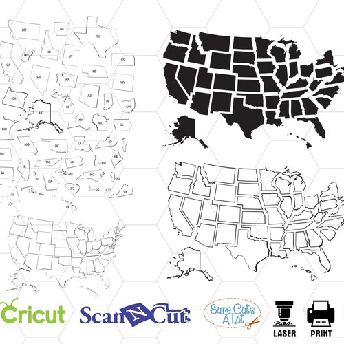 Craft Supplies & Tools United States Map States Cut File Vector svg dxf ...