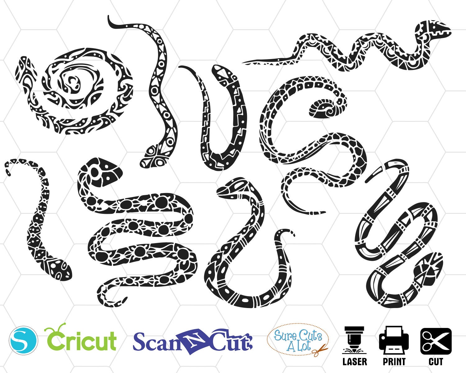 Snake Svg Cobra Svg Snake Clipart Snake Silhouette Animal | Etsy