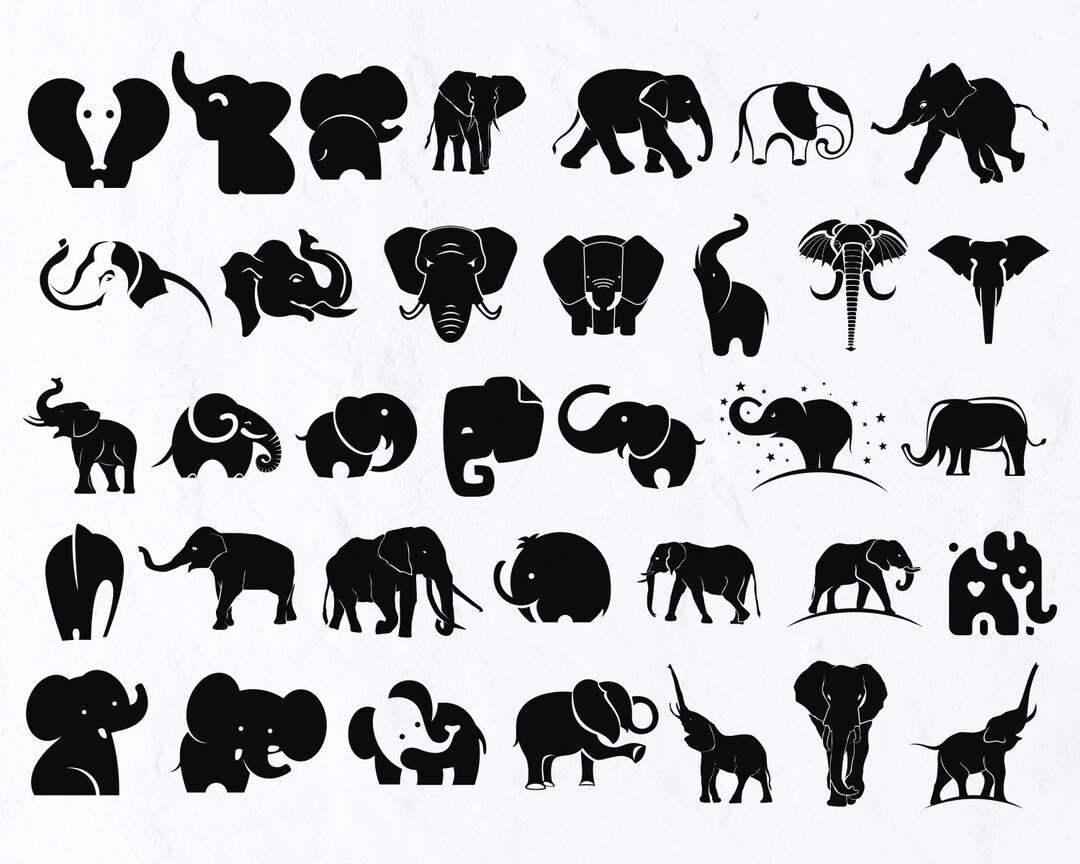 35 Elephant Cut Files, Cute Elephant SVG Design, Elephant Silhouettes ...
