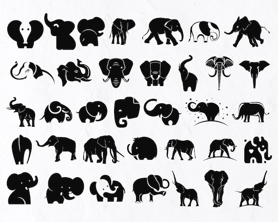 35 Elephant Cut Files Cute Elephant SVG Design Elephant - Etsy