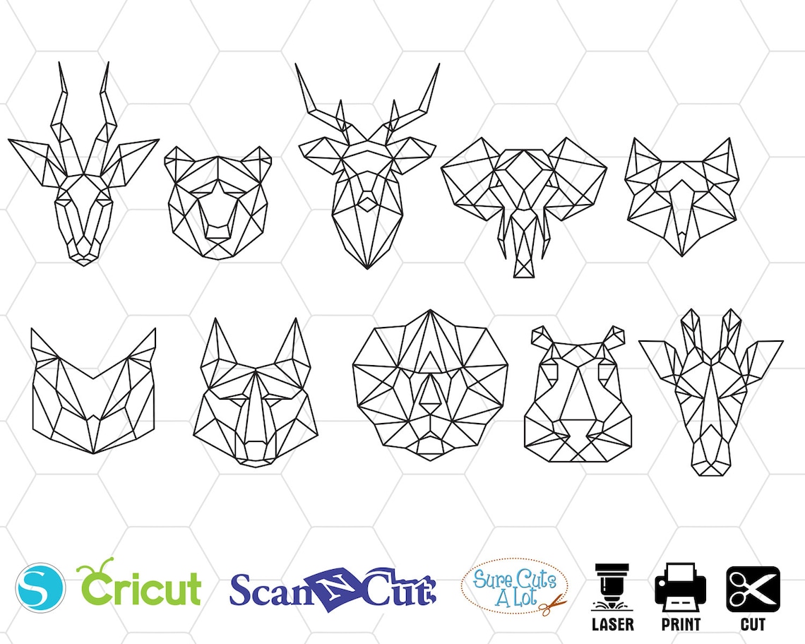 Polygon Tiere Svg Druck low-Poly-Tiere-Svf-Dateien für die - Etsy Schweiz