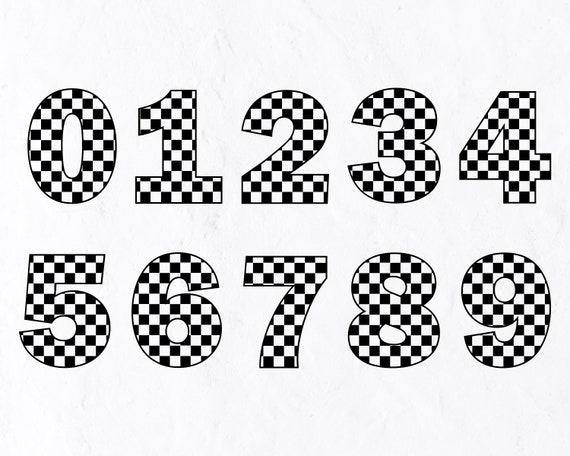 10 Checkered Numbers SVG Birthday Number Svg Blue Line | Etsy