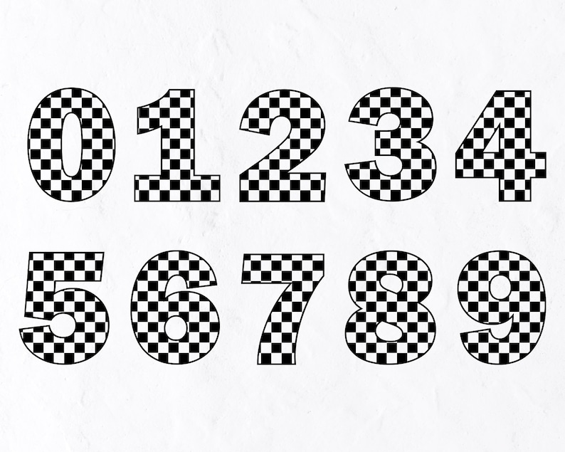 10 Checkered Numbers SVG Birthday Number Svg Blue Line | Etsy