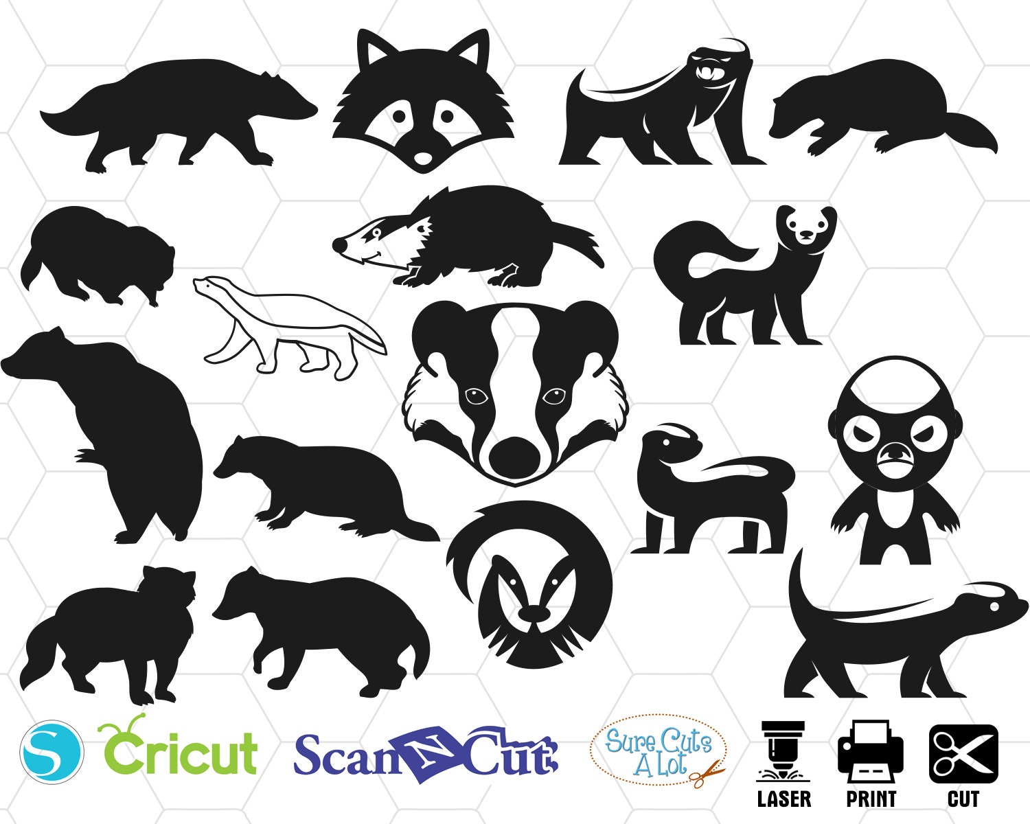 Badgers Svg, Svg Files for Cricut, Badger Clipart, Svg for Silhouette ...