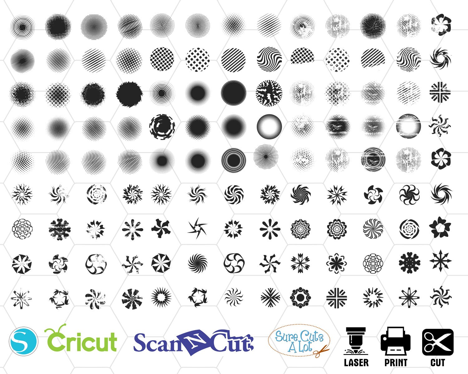 Abstract shapes circles svg files bundle circle svg square | Etsy