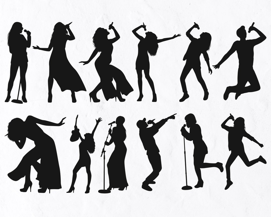 12 Woman Singer Silhouettes, Singer Woman SVG, Music, People, Girl ...