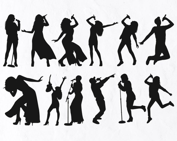 12 Woman Singer Silhouettes Singer Woman SVG Music People - Etsy