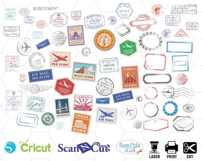 Visa Stamps Svg Files Bundle Stamp Cricut Stamp Svg - Etsy