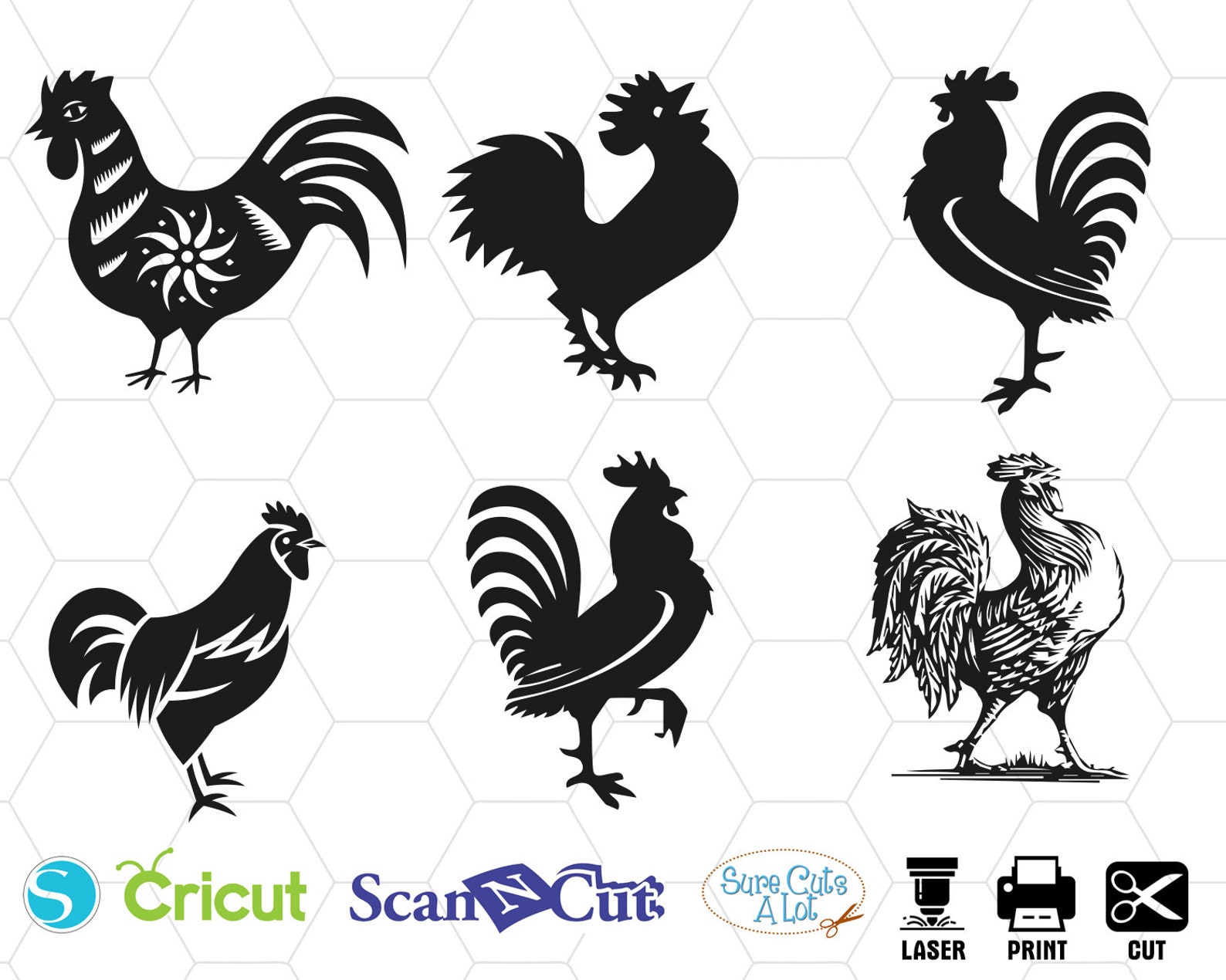 Rooster Svg Rooster Clipart Rooster Cut File Rooster - Etsy