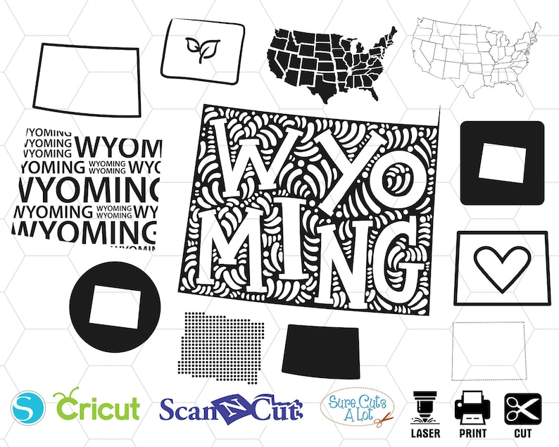 Wyoming State Svg Wyoming Vector Disign Clipart Vinyl - Etsy