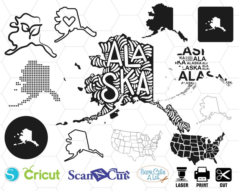 Alaska State Svg United States Svg Usa Clipart Png - Etsy