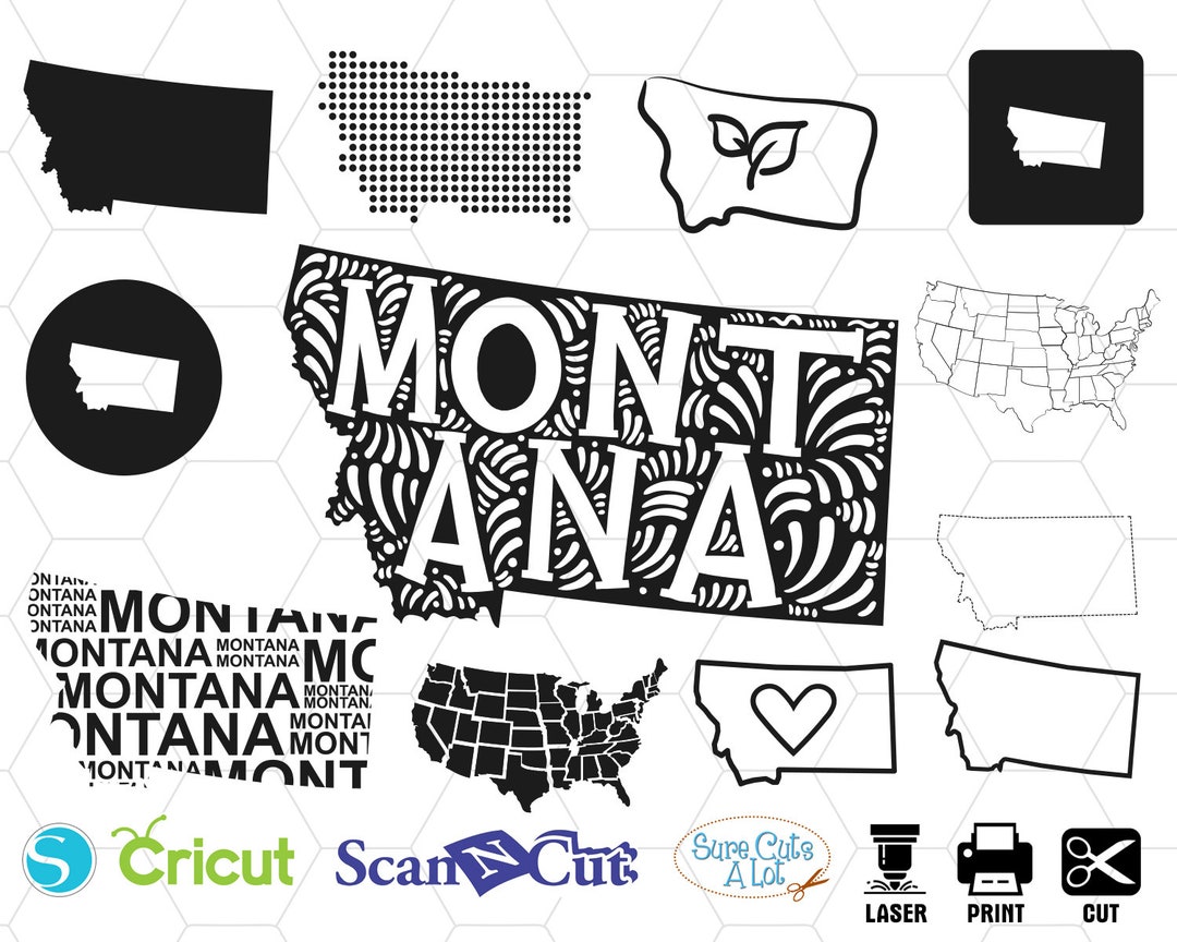 Montana State Svg, Montana Map Svg, Cameo, Pride, Silhouette, Dxf ...