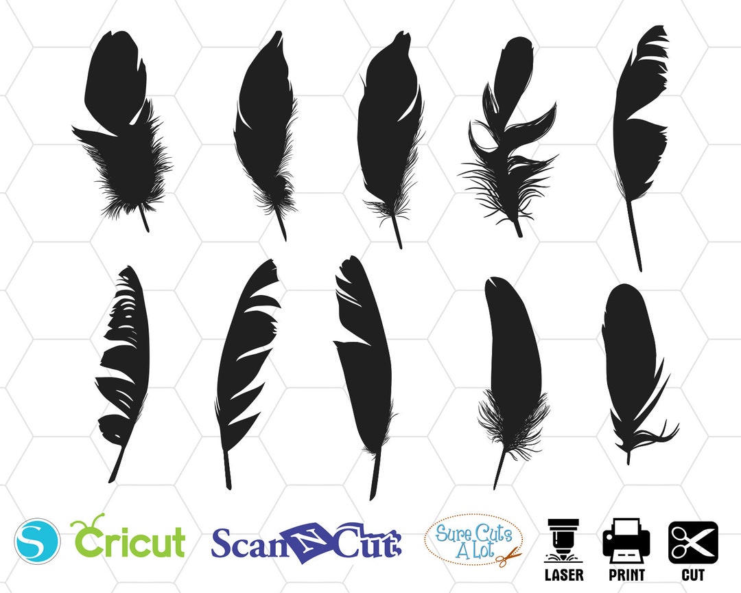 Feather SVG, Feathers SVG, Feather Clipart, Cricut, Feather Silhouette ...