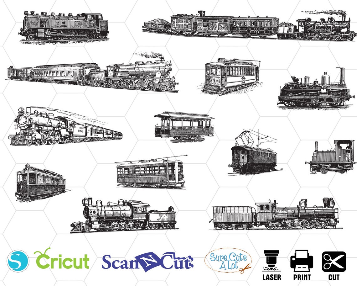 Vintage Train Svg Files Train Clipart Steam Train Clipart | Etsy